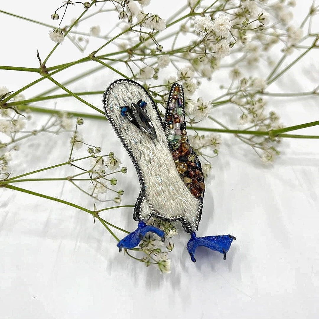 Blue Footed Gannet Brooches Blue Footed Booby Embroidered - Etsy