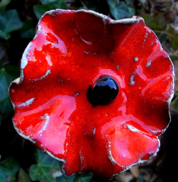 10 Ceramic Poppies | Etsy