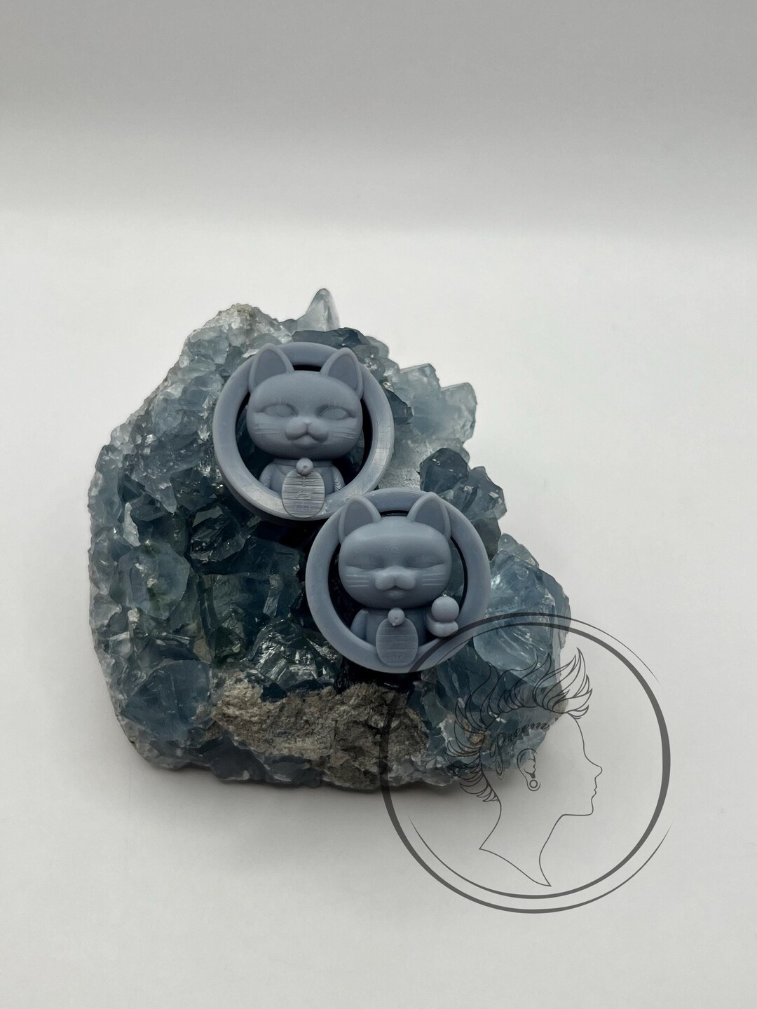 Custom Sized Pair Anime Inspired Lucky Cat Plugs - Double Flare Ear ...