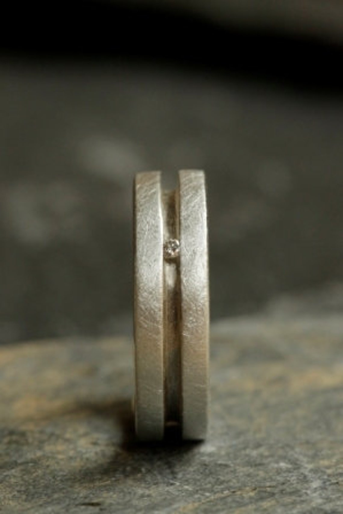 Palladium Silver Ring With Brilliant Engagement Ring Band - Etsy UK