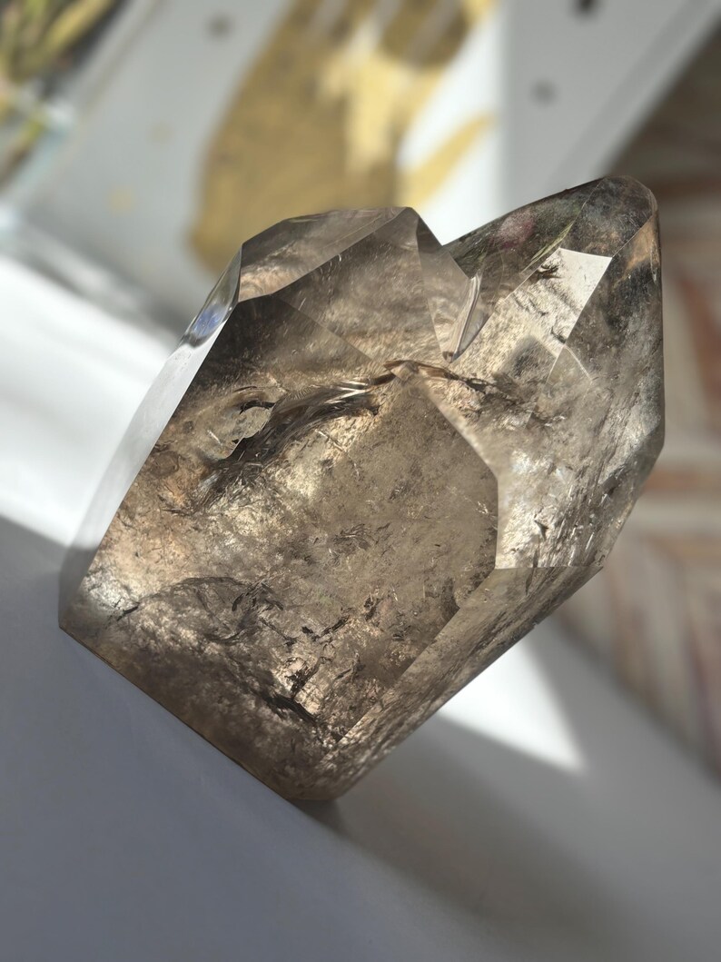 Large Double Point Smoky Quartz Tower With Phantoms and Rainbows, Twin ...