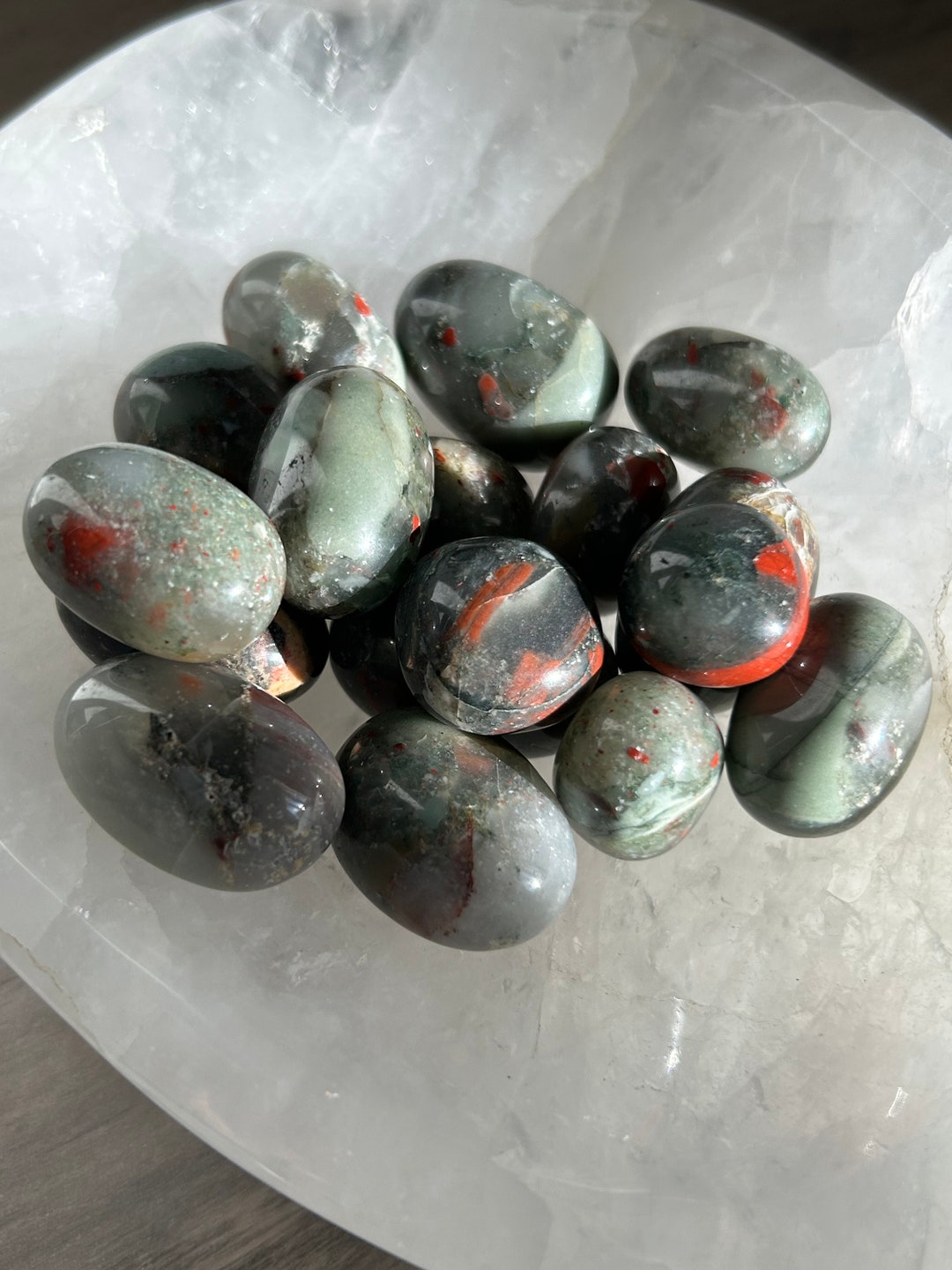 Bloodstone Tumble -african Bloodstone Tumble Crystal- Bloodstone Tumbled - Metaphysical Crystals ...