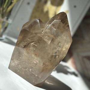 Large Double Point Smoky Quartz Tower With Phantoms and Rainbows, Twin ...