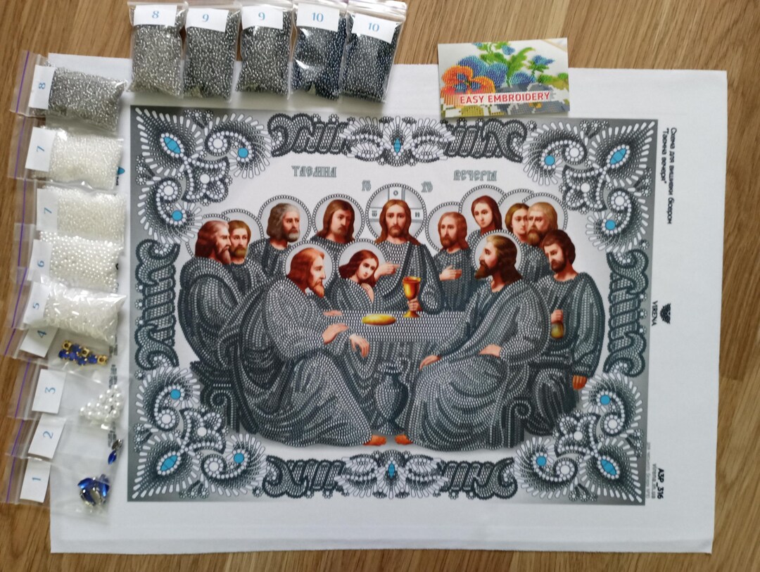 Bead Embroidery Kit With Acrylic Stones Last Supper Icon Needlepoint ...