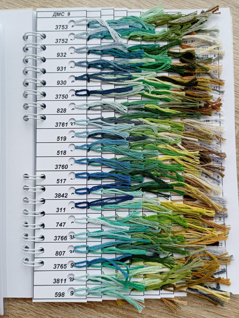 DMC Color Chart With Real Thread Samples, 480 Colors Floss Reference ...