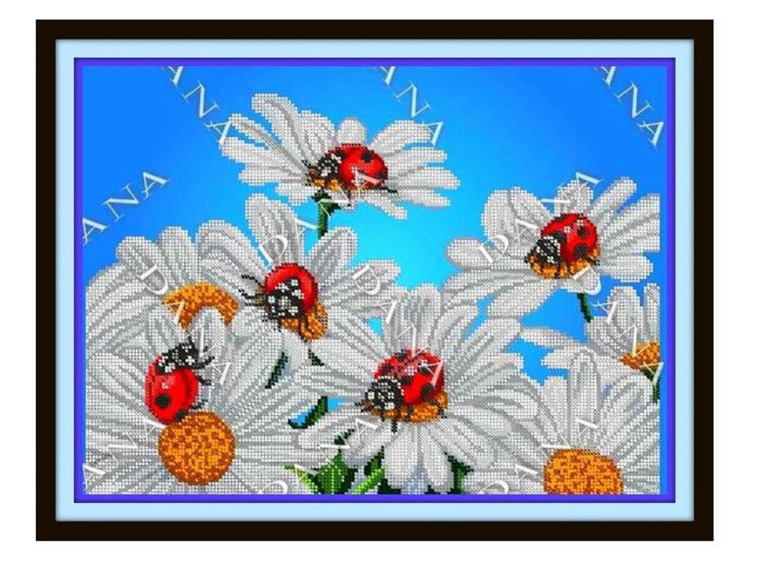Ladybug Chamomile Bead Embroidery Kit, Craft Gift for Her - Etsy