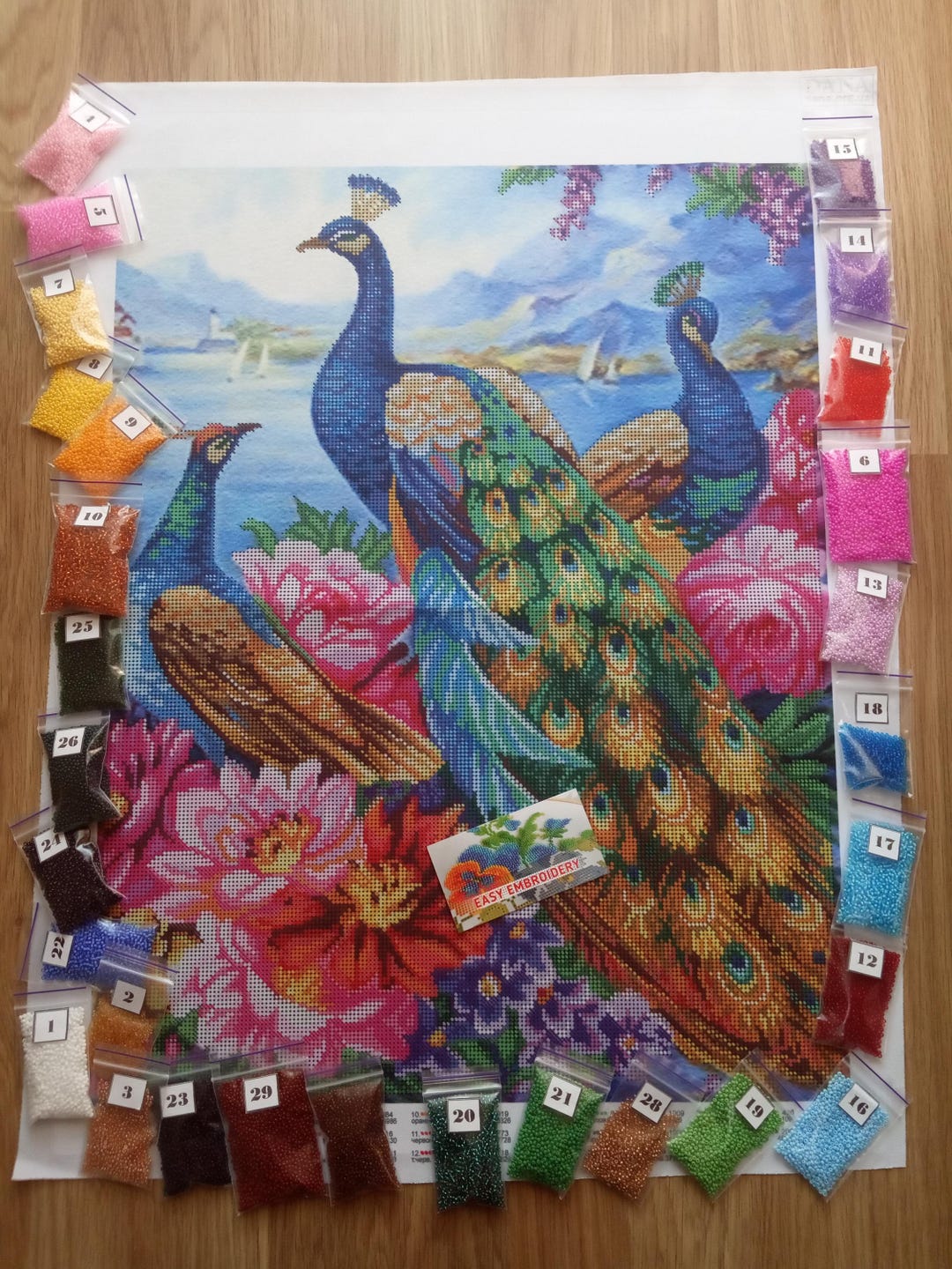 Majestic Three Peacocks Bead Embroidery Kit Large Beading Craft - Etsy