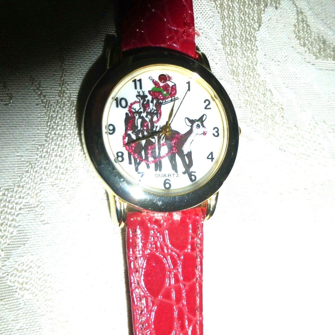 Rudolph With Santa Watch Red Band Japan Movt, Works Vintage 1960s - Etsy