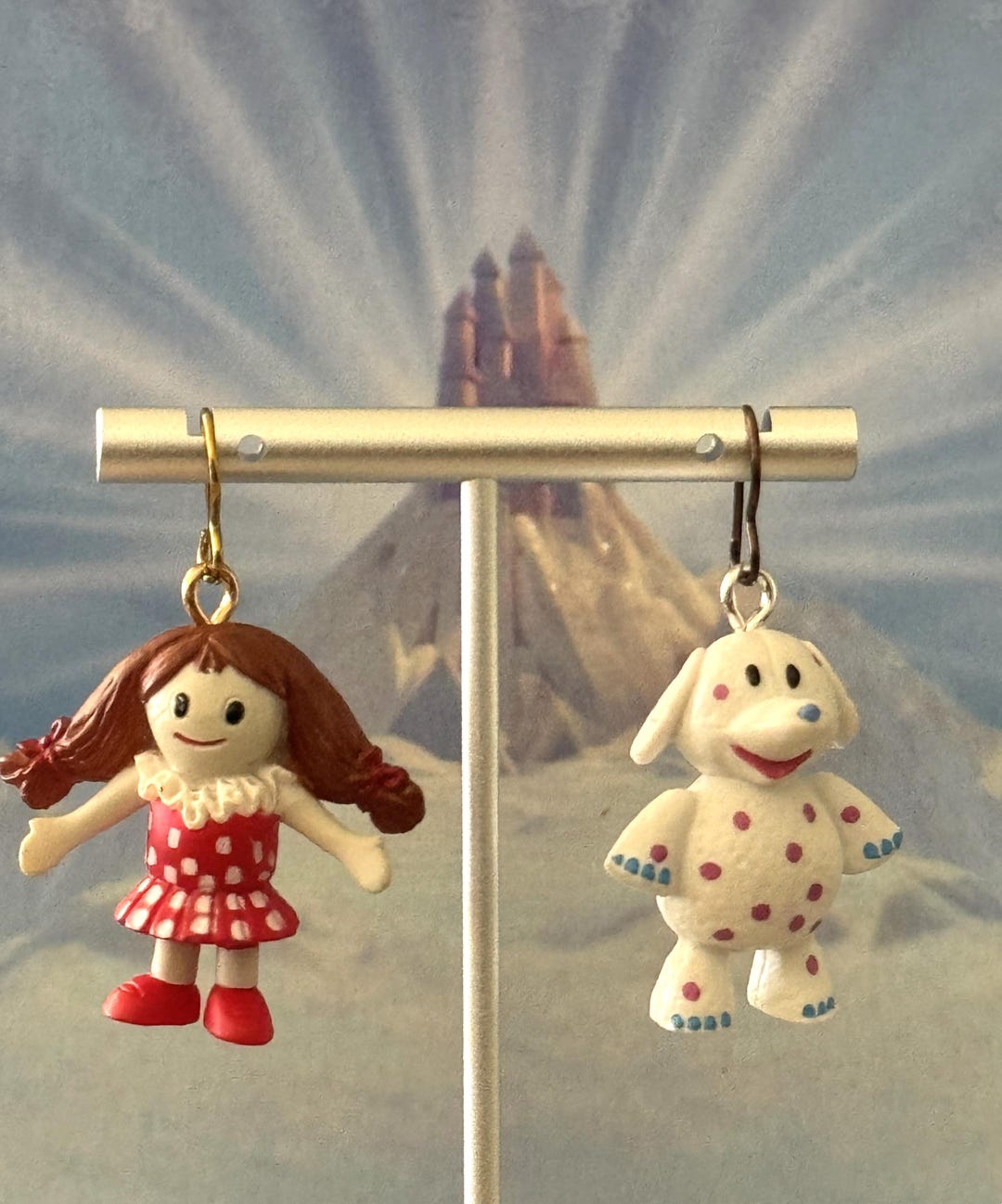 Misfit Toys Earrings: Rudolph and Dolly, Polka Dot Christmas Ornaments ...