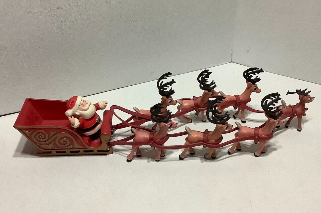 Loose Rare! Memory Lane Santa's Sleigh Rudolph Reindeer Action Figures ...