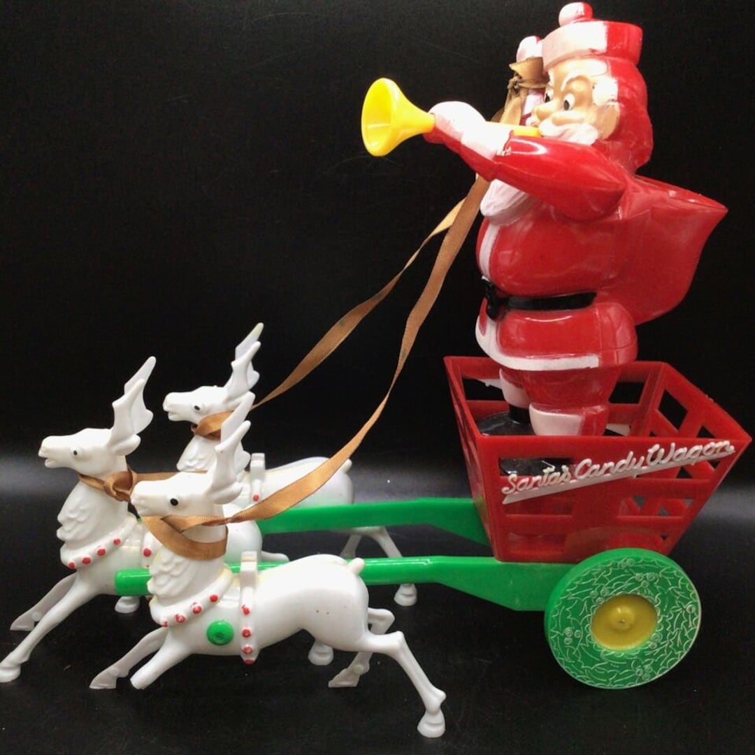 1950s Rosbro Rosen Santa’s Candy Wagon Christmas Reindeer Hard Plastic ...