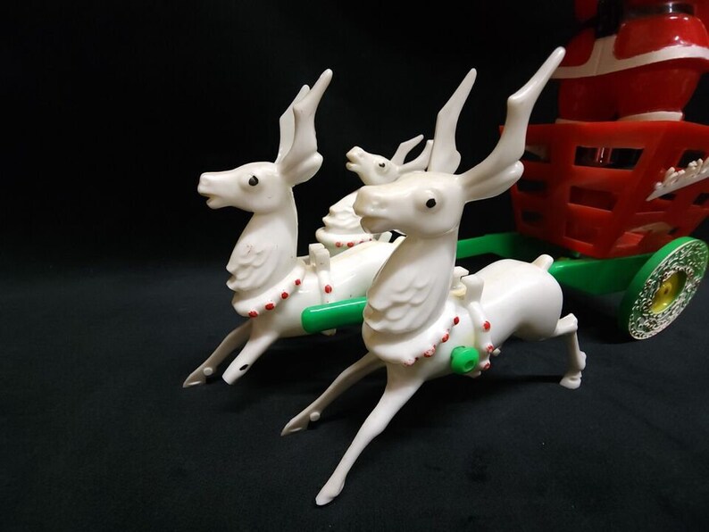 1950s Rosbro Rosen Santa’s Candy Wagon Christmas Reindeer Hard Plastic ...