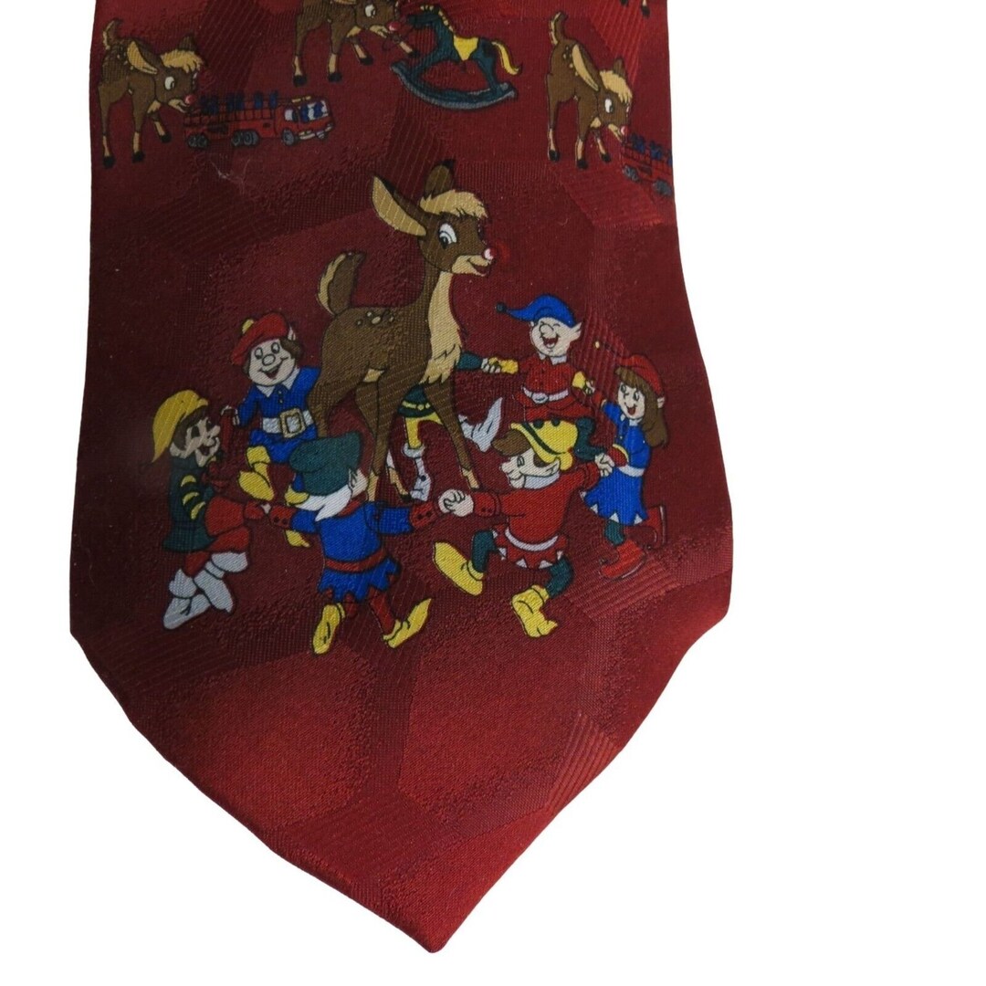 Rare Vintage Elf Elves and Rudolph Red Nosed Reindeer Rankin Bass Tie ...