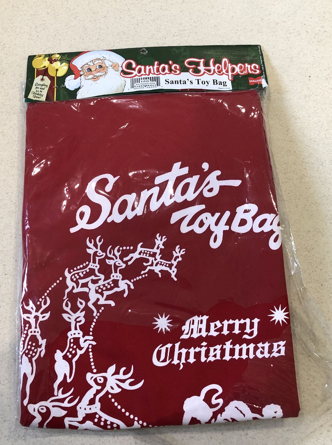 Vintage New in Package Christmas BIG Santa Claus Bag! Rudolph 1970s MCM ...
