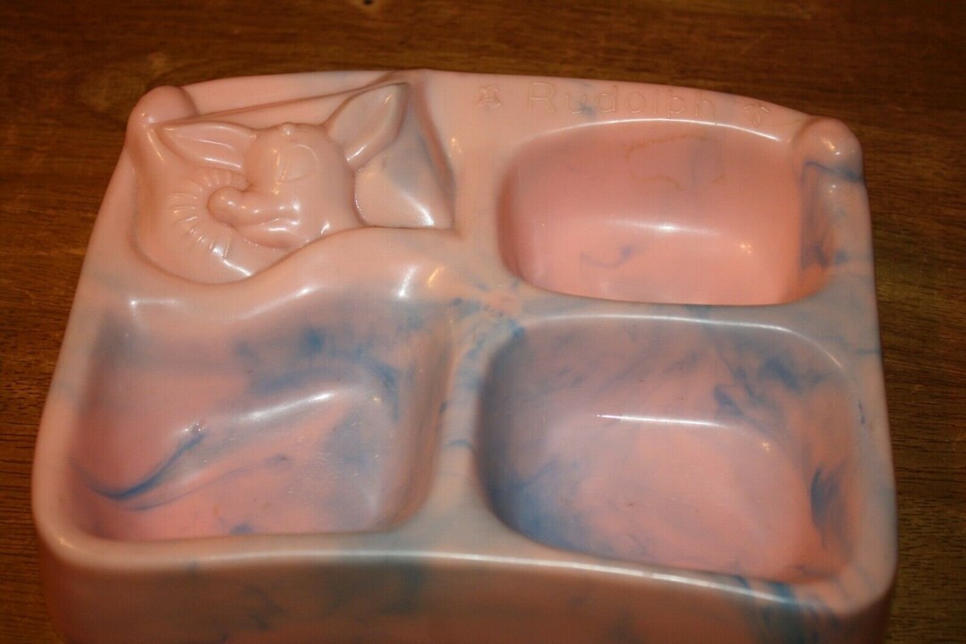 Rare RLM Pastel Pink Blue Retro Baby Dish Montgomery Ward 1950's ...