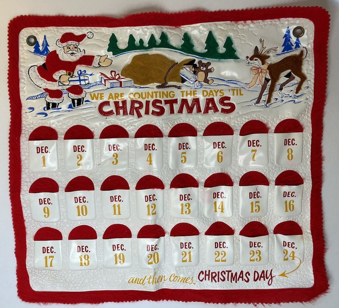 RLM Rudolph Vintage 1940's Furry Felt and Vinyl Advent Calendar Holiday ...