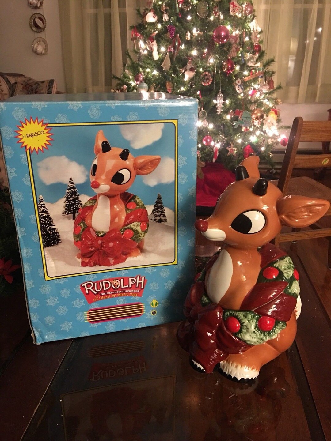 Cookie Jar Christmas Vintage Enesco LE Rudolph Red Nosed Reindeer ... Cookie Jar Christmas Vintage Enesco LE Rudolph Red Nosed Reindeer ...