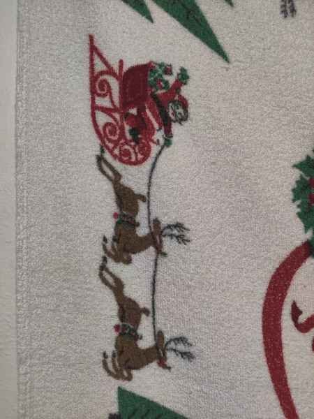 Vintage 1950s Christmas Terry Cloth Tablecloth: Santa, Reindeer, Noel ...