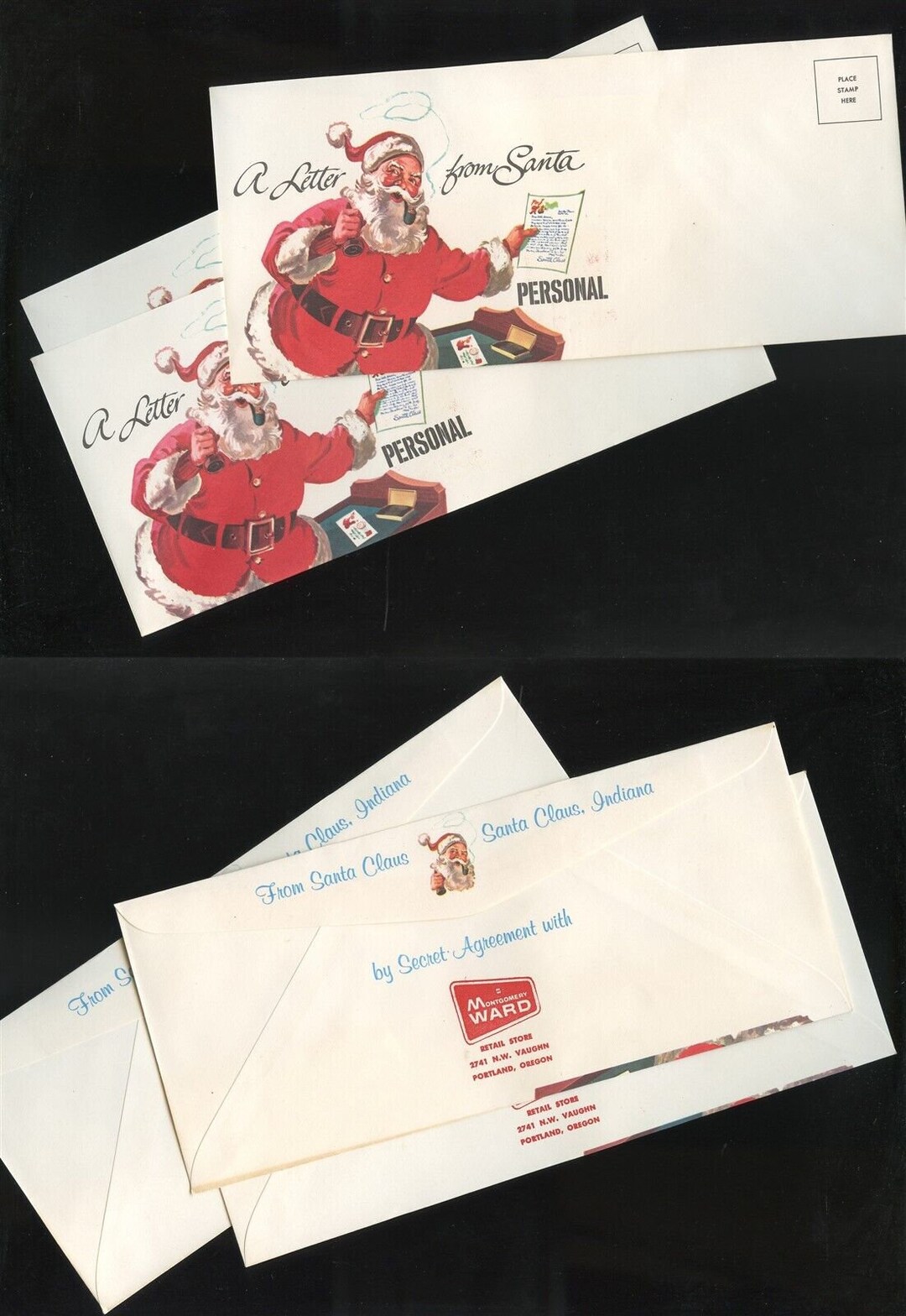 Montgomery Ward's 1950s Letters & Envelopes From Santa Claus by Secret ...