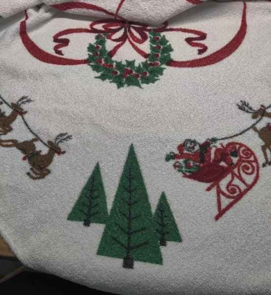 Vintage 1950s Christmas Terry Cloth Tablecloth: Santa, Reindeer, Noel ...