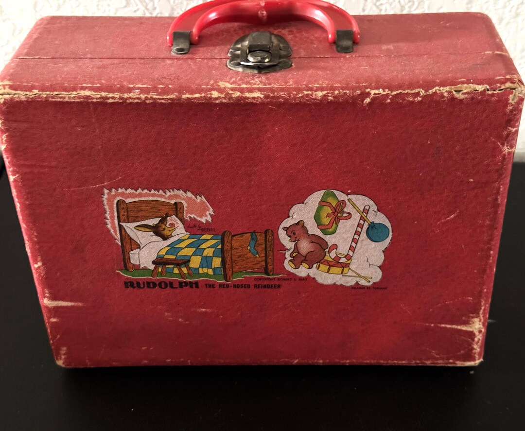 1950s Rudolph Red Nose Reindeer Child's Suitcase - Montgomery Wards ...