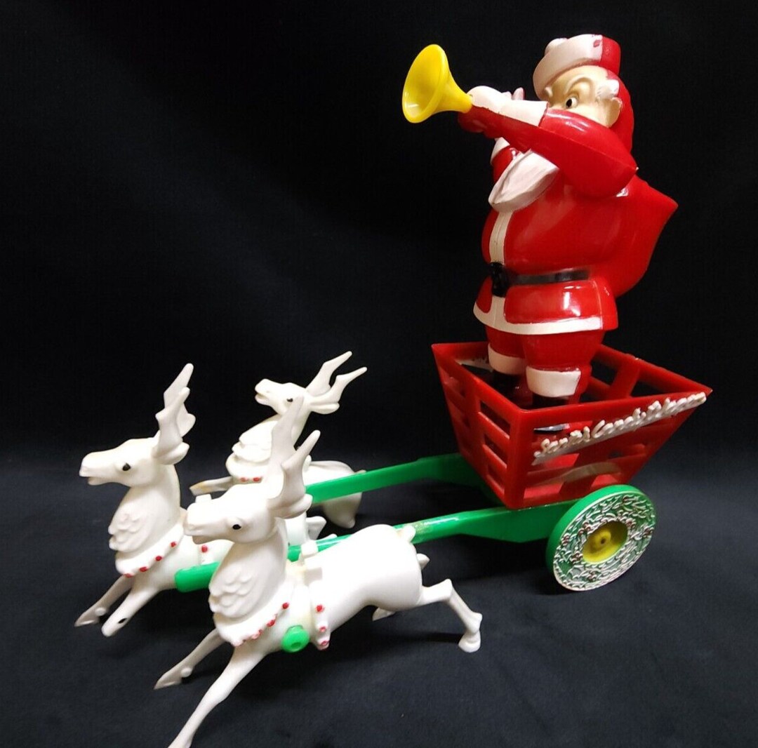 1950s Rosbro Rosen Santa’s Candy Wagon Christmas Reindeer Hard Plastic ...