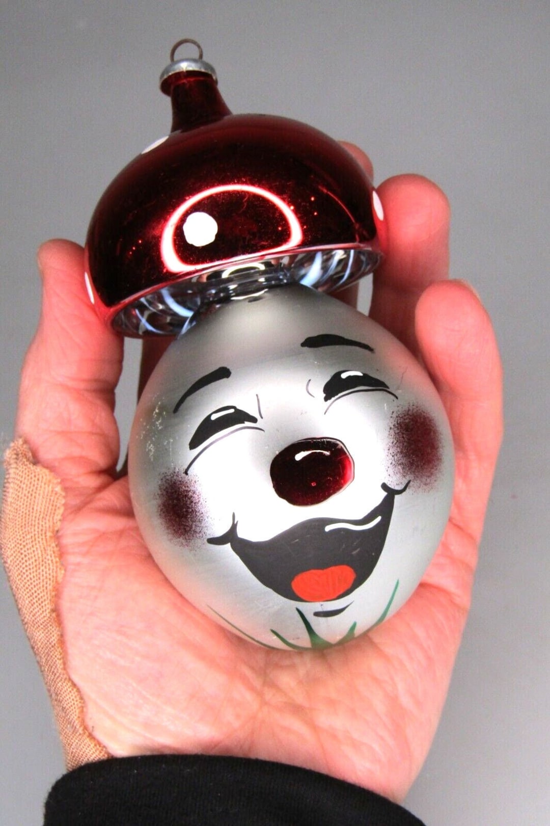 MCM DE CARLINI Italy Italian Glass Blown Mushroom Head Roly Poly Clown ...