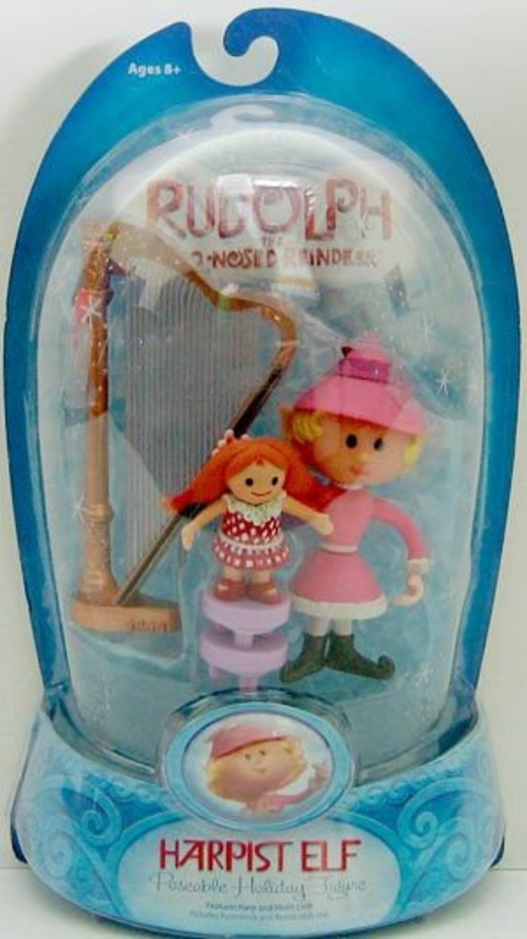 Rare! Round 2 Forever Fun Rudolph Girl Elf Elves Harp Harpist With ...