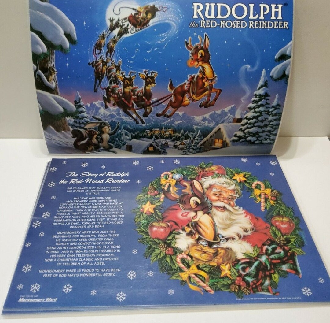 Vintage Rudolph the Red-nosed Reindeer Placemat: Montgomery Ward ...