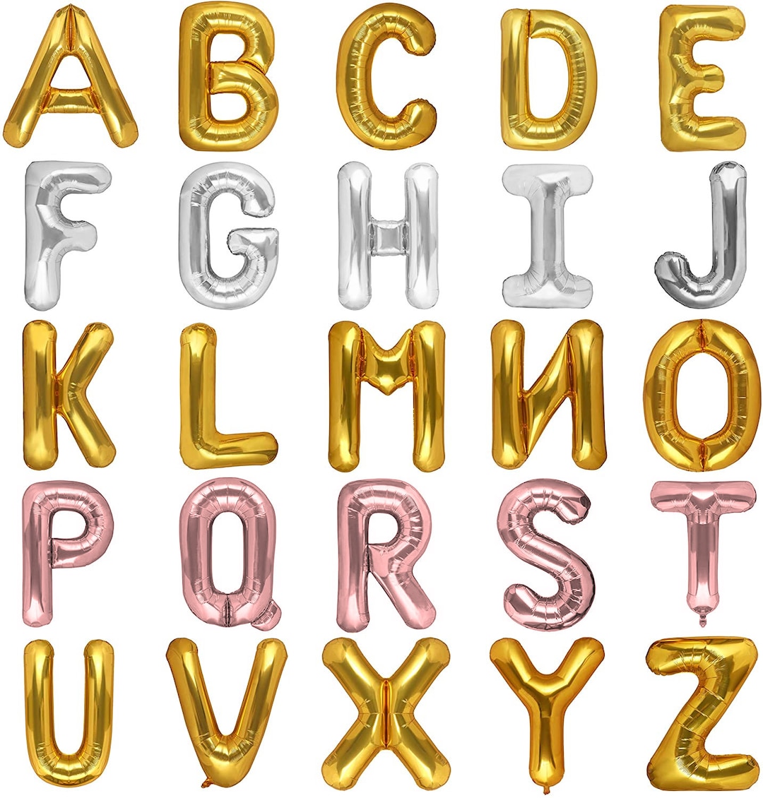 40 Inch Metallic Foil Letter Balloons in Rose Gold, Gold, and Silver ...