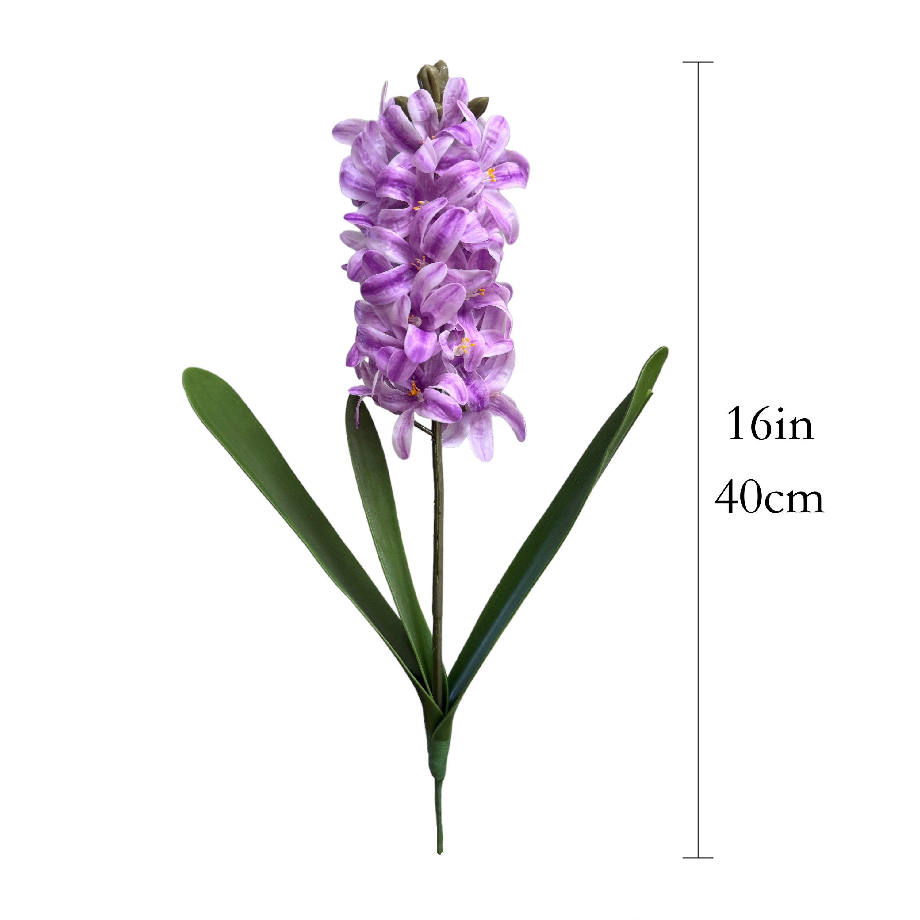 16-inch Artificial Hyacinth Stems With Triple Leaves, Assorted Colors ...