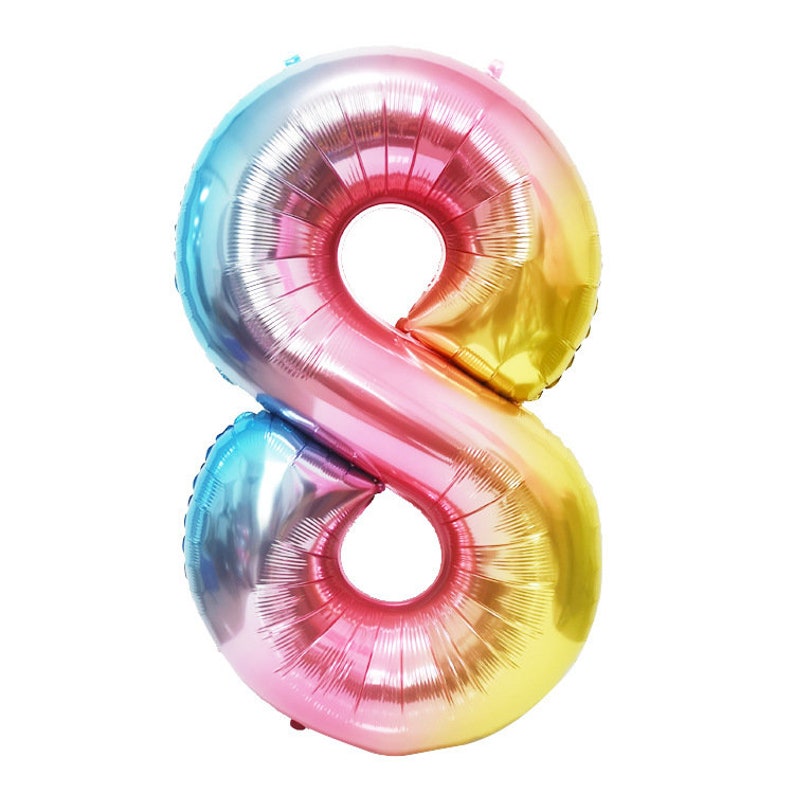 40 Rainbow Gradient Color Number Foil Balloon Birthday | Etsy