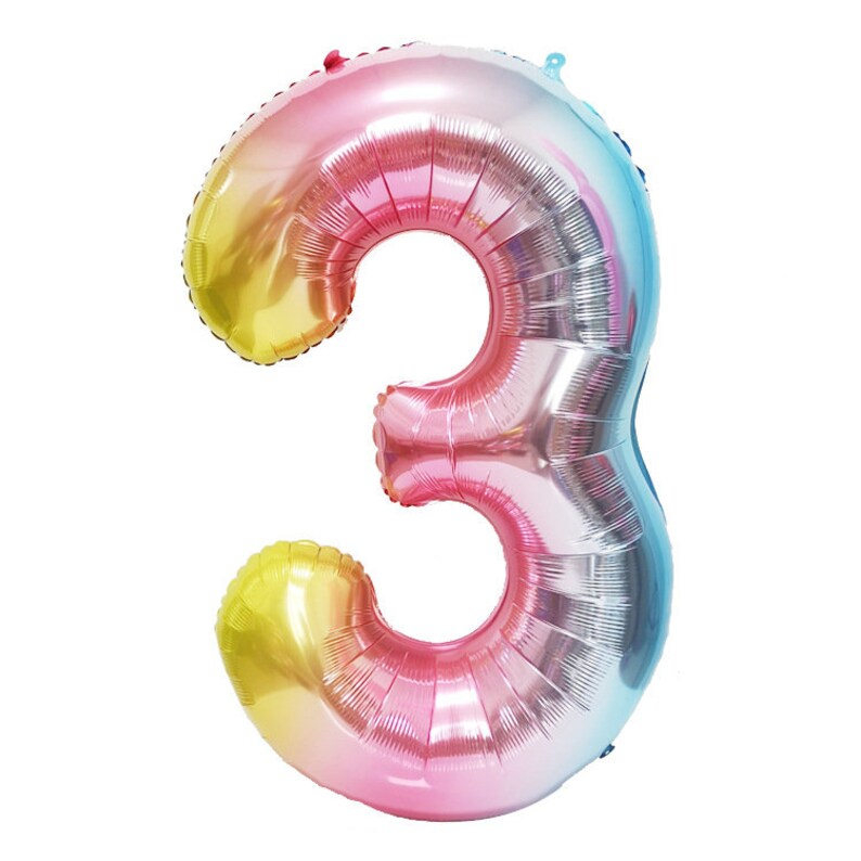 40 Rainbow Gradient Color Number Foil Balloon Birthday | Etsy