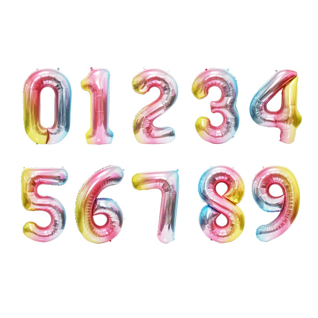 40 Rainbow Gradient Color Number Foil Balloon Birthday - Etsy