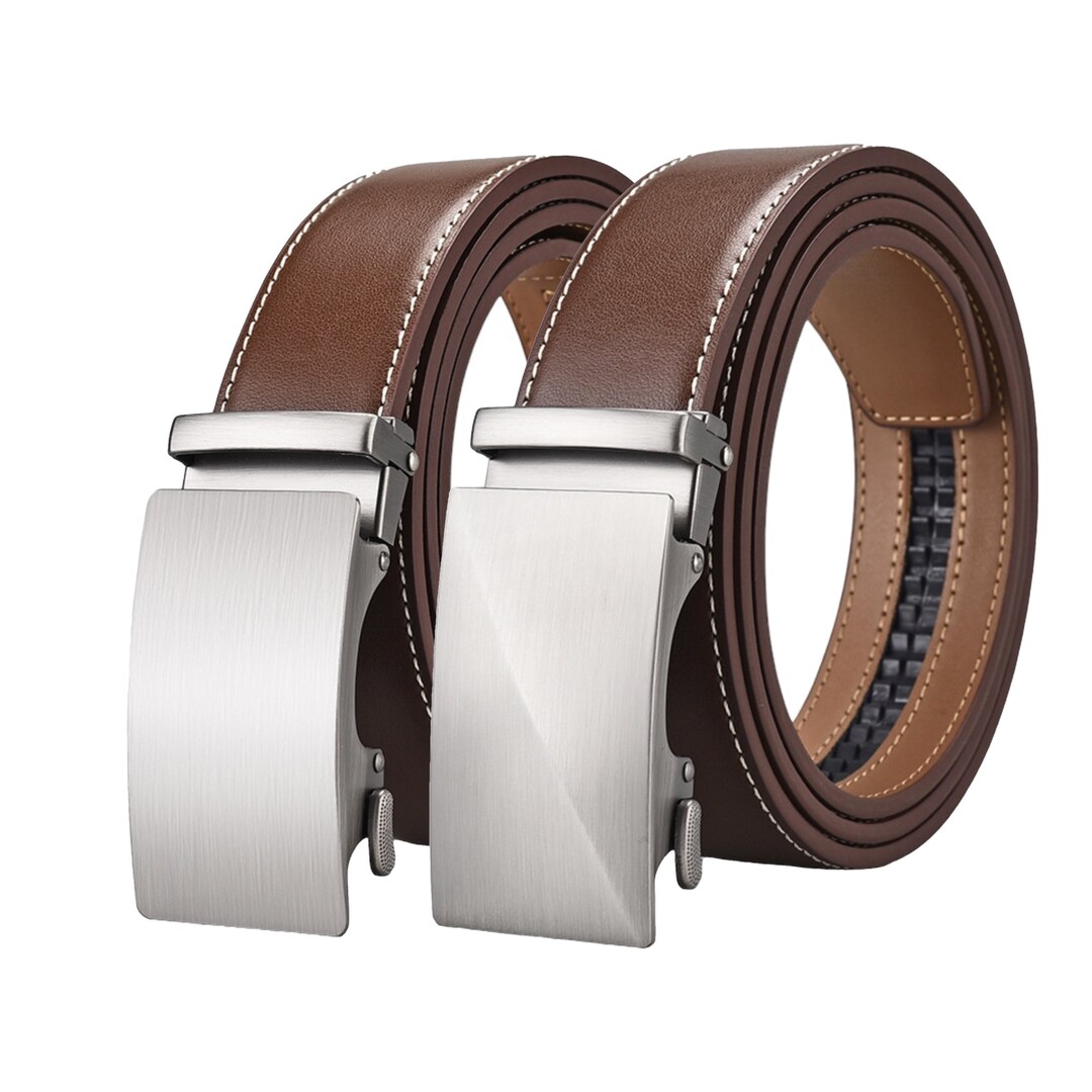Men's Brown Ratchet Belt Adjustable Elegance, Genuine Leather ...