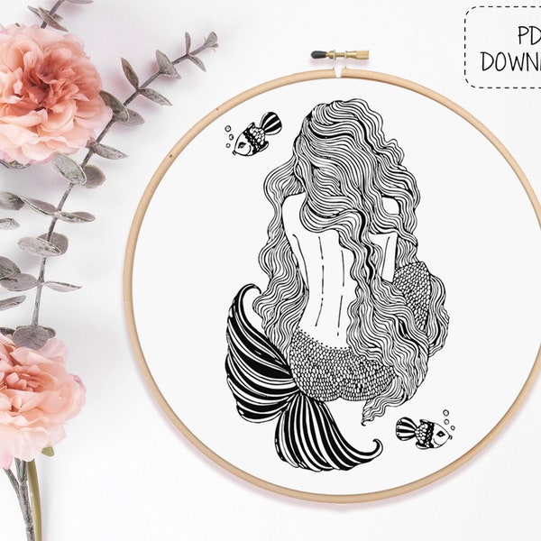 Mermaid Embroidery - Etsy