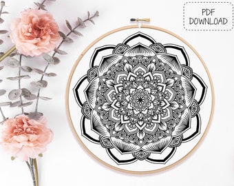 Hand Embroidery Pattern PDF Download 'mandala 6' | Etsy