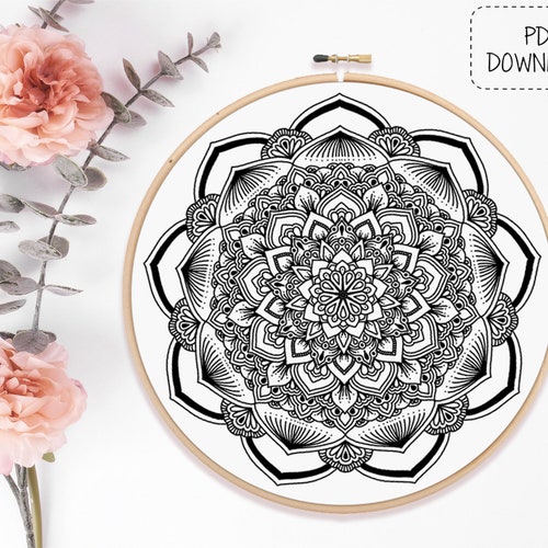 Hand Embroidery Pattern PDF Download 'mandala 6' - Etsy