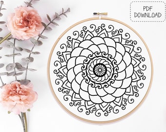 Hand Embroidery Pattern PDF Download 'mandala 6' | Etsy