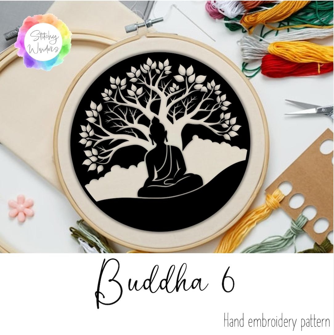 Hand Embroidery Pattern: Buddha 6 (printable Hoop Design Buddhist ...