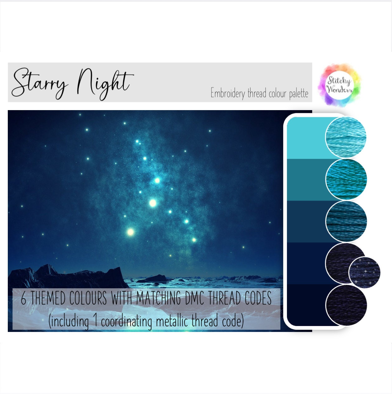 DMC Embroidery Thread Colour Palette: 'starry Night' nature Inspired ...
