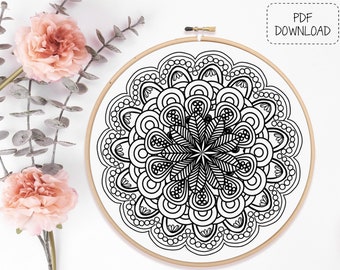 Hand Embroidery Pattern PDF Download 'mandala 6' | Etsy