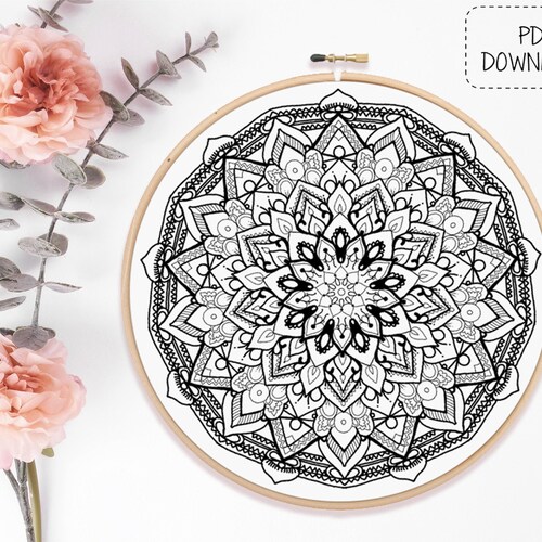 Hand Embroidery Pattern PDF Download 'mandala 6' - Etsy