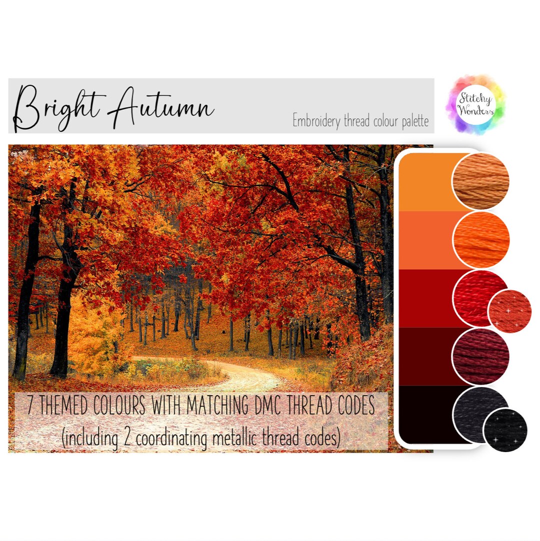 DMC Embroidery Thread Colour Palette: 'bright Autumn' (nature Inspired ...