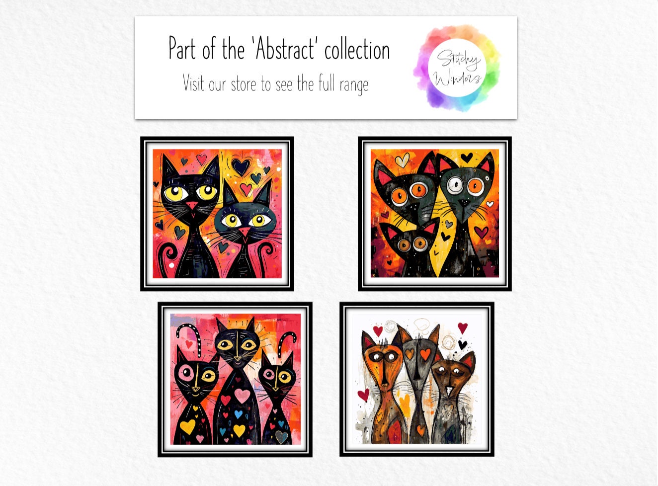 Cross Stitch Pattern Cats in Abstract 1 Cat Feline Orange Painting ...