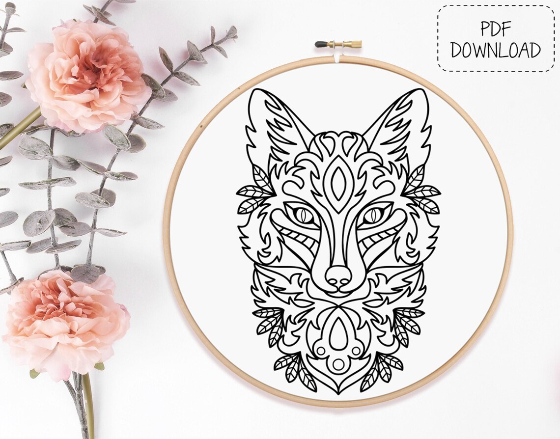 Hand Embroidery Pattern - PDF Download - 'fox Zentangle' (printable ...