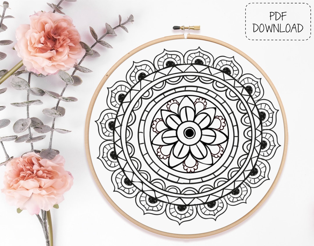 Hand Embroidery Pattern - PDF Download - 'mandala 11' (printable Hoop ...