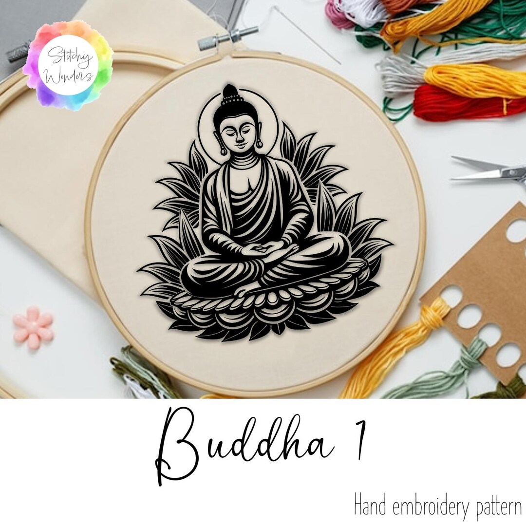 Hand Embroidery Pattern: Buddha 1 (printable Hoop Design Buddhist ...