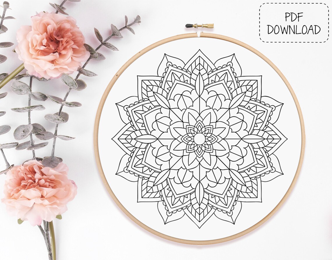 Hand Embroidery Pattern - PDF Download - 'mandala 6' (printable Hoop ...