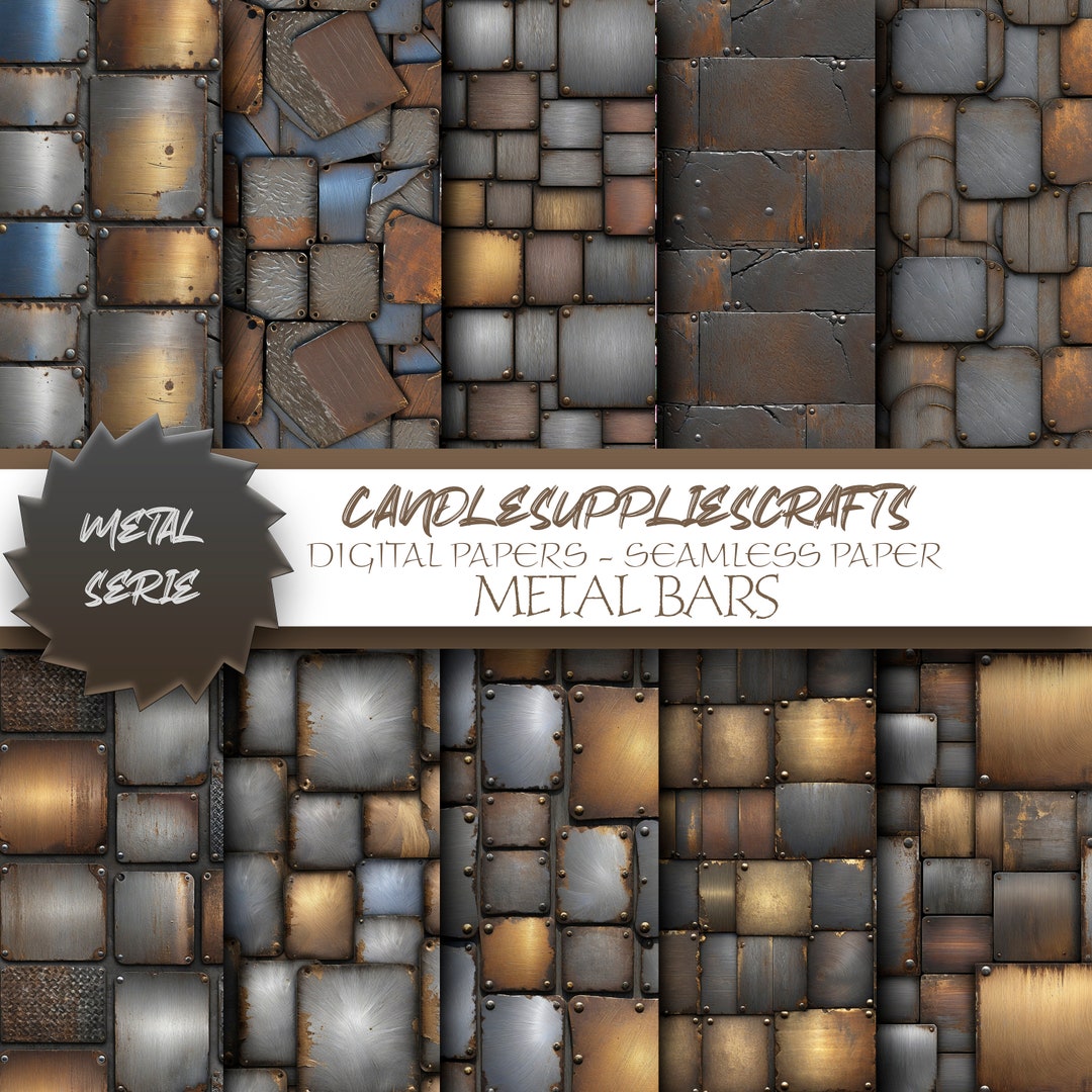 Glamorous and Chic 10pcs Digital Paper Featuring Seamless Metal Bar ...